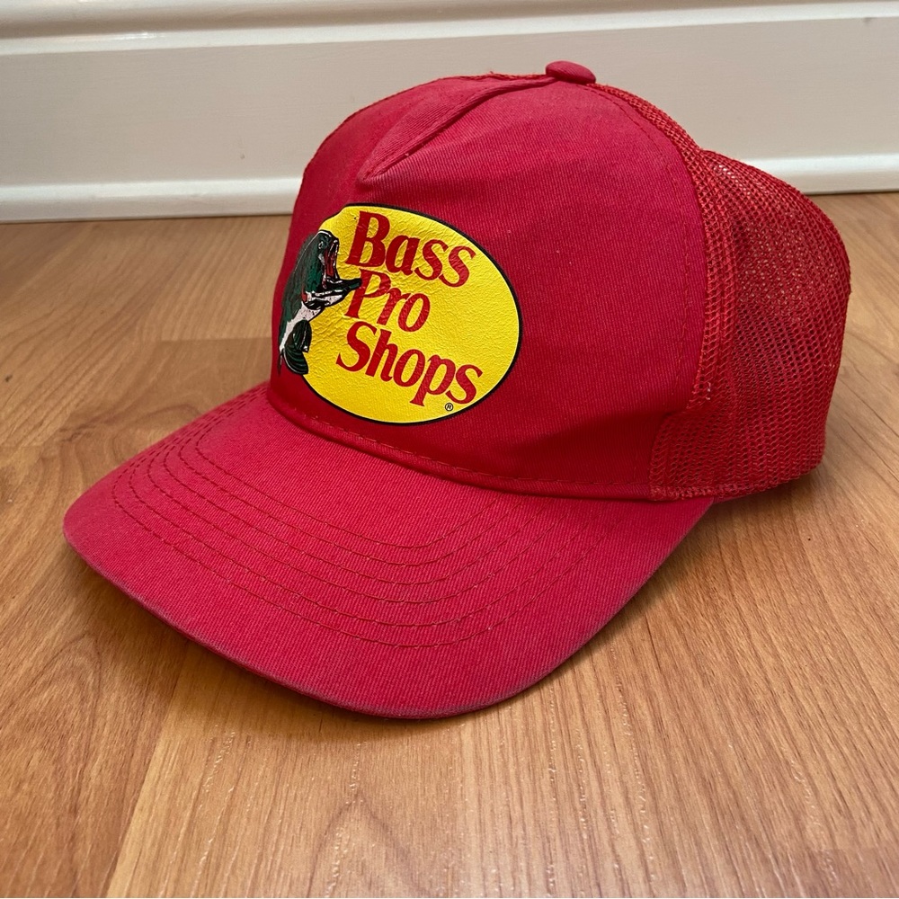Bass Pro Shops Men’s Distressed Logo Red Snap Back Hat - Gem